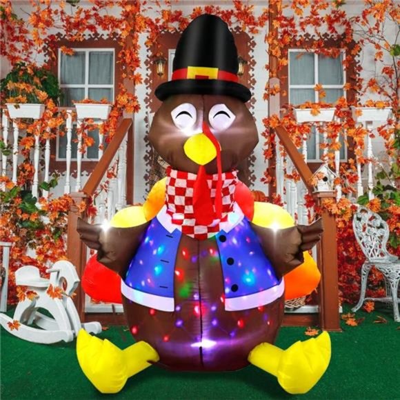 Holiday | 6ft Inflatable Turkey Outdoor Thanksgiving Decoration Light ...